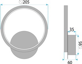 Toolight Toolight, LED nástěnné svítidlo 20cm, 10W, 3000K, LHJ081-W, černá matná, OSW-50060