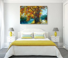 Obraz malované stromy v barvách podzimu - 120x80 cm