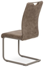 AUTRONIC Jídelní židle, lanýžová látka v dekoru vintage kůže, kov-lanýž.lak