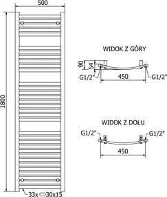 Mexen Helios, elektrické topné těleso 1800 x 500 mm, 900 W, antracitová, W103-1800-500-2900-66