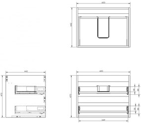 Mexen Box-A, závěsná skříňka 60 cm, 2 zásuvky, ořech, 91AX0-0600-470-2-86