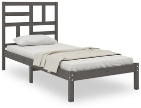 Rám postele šedý masivní dřevo 100 x 200 cm,  3105942