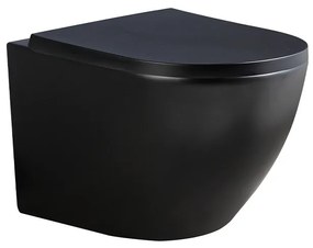 BPS-koupelny Závěsná WC mísa se SoftClose sedátkem HYD-4778, černá mat