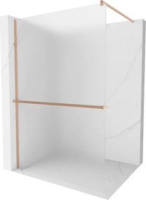 Mexen Kioto+, sprchová zástěna Walk-In s poličkou a věšákem 110 x 200 cm, 8mm sklo námraza, měděný matný profil, 800-110-121-65-30