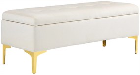 HOMCOM Lavice s úložným prostorem čalouněná lavice sametový vzhled kovové nohy lavice do obývacího pokoje ložnice předsíně 120 x 44 x 44,5 cm béžová …