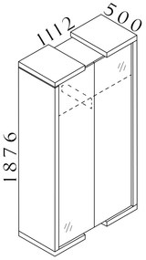 NABYTEK-DESIGNOVY.CZ - DL5105U - Manažerská šatní skříň SOLID, 2 dvéřová, (v obou sekcích věšáky), výška 187,6cm, délka 111,2cm, jilm royal/bílá