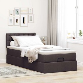 Osmanský rám postele s matrací tmavě šedá 90x190cm textil 3312439