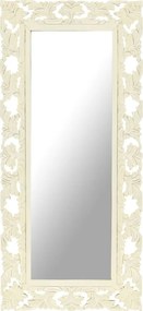 vidaXL Ručně vyřezávané zrcadlo 110 x 50 cm masivní mangovník [321640] Barva: Bílá