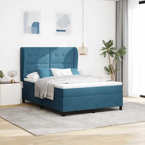 Postel s boxspringem s čelo Tmavě modrá 200 x 140 cm samet 3340932