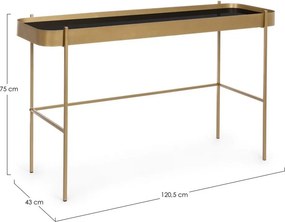 Konzolový stolek se skleněnou deskou ve zlaté barvě 43x120,5 cm Rashida – Bizzotto