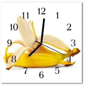Nástenné skleněné hodiny banány