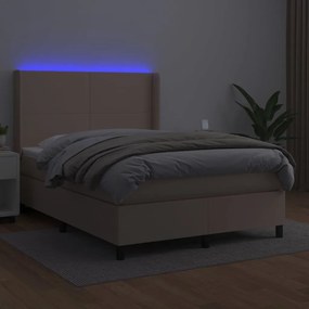 Box spring postel matrace a LED cappuccino 140x190cm umělá kůže 3139264