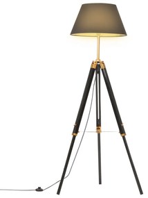 Stojací lampa stativ černá a zlatá masivní teak 141 cm - Default Title