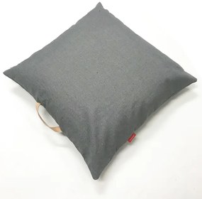 Lněný povlak na sedací polštář s koženým uchem - Grey Rozměr mix: 50x50 cm