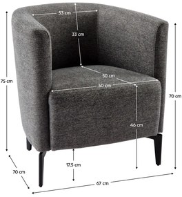 Kondela Designové křeslo, šedá/černá, KAPY