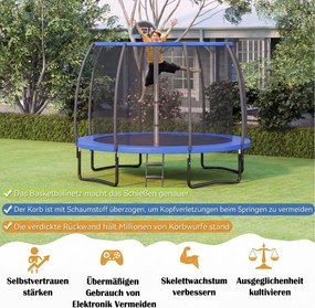 Costway Φ366 cm trampolína se žebříkem a basketbalovou a skákací podložkou