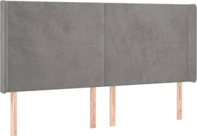 Čelo postele typu ušák světle šedé 203x16x118/128 cm samet 3119366