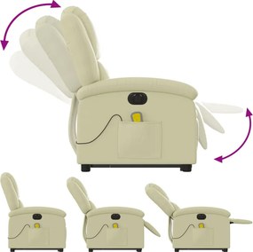 Elektrické zvedací masážní polohovací křeslo krémové pravá kůže 3204276