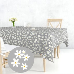Ervi bavlněný ubrus na stůl obdélníkový - květinky na šedém - 26186-1