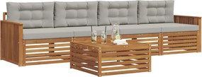 Venkovní pohovková souprava 5 ks Přírodní a světle šedá 3372976