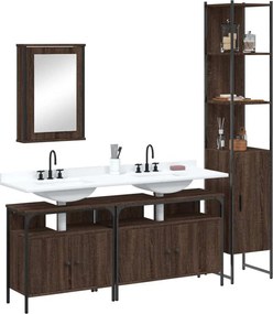 vidaXL 4dílný set koupelnového nábytku kompozitní dřevo [3214808] Barva: hnědý dub