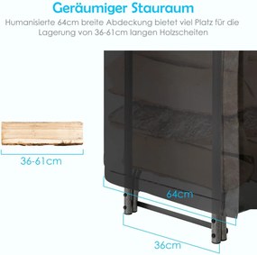 Costway Stojan na palivové dřevo venkovní kovový stojan – 153 × 35,5 × 122,5 cm