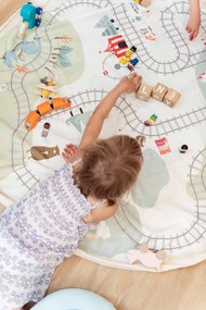 PLAY&GO Hrací podložka a vak na hračky Trainmap Bears