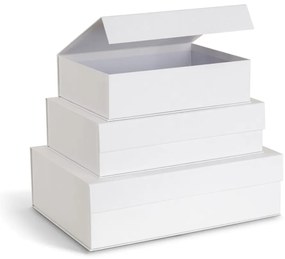 Bílé kartonové úložné boxy v sadě 3 ks s víkem/dekorativní 42,5x29,5x13 cm Kian Paper Laminate – Bigso