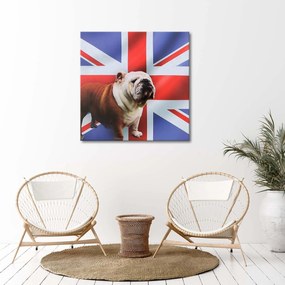 Gario Obraz na plátně Anglický buldok na pozadí vlajky Rozměry: 30 x 30 cm