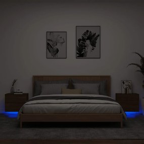 vidaXL Nástěnné noční stolky s LED osvětlením 2 ks hnědý dub