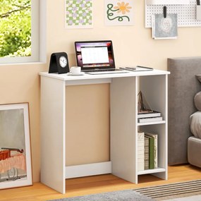Costway Malý psací stůl s 2 přihrádkami – 80 × 40 × 74 cm, bílý