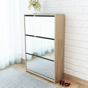 Botník třípatrový zrcadlo dub 63 x 17 x 102,5 cm 243047