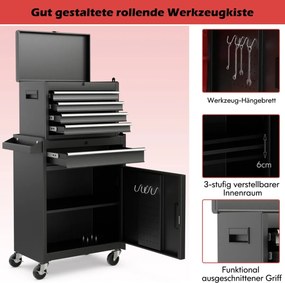 Costway Dílenský vozík 2 v 1 včetně kufru a 8 přihrádek a háčků