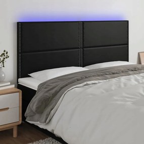 Čelo Postele S Led Šedé Umělá Kůže Černá 180 x 5 x 118/128 cm