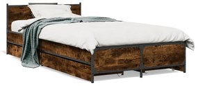 Rám postele se zásuvkami kouřový dub 90x190 cm kompozitní dřevo