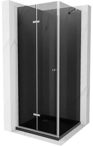 Mexen Lima skládací sprchový kout 80 x 80 cm, Grafitově černá, Chromovaná + sprchová vanička Flat, Černá - 856-080-080-01-40-407