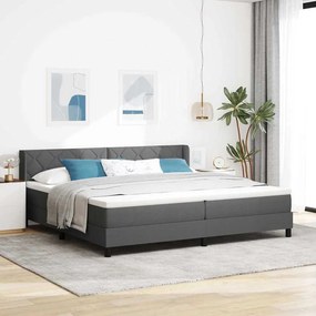 Postel s boxspringem s čelo Tmavě šedá 200 x 200 cm textil 3341189