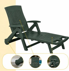 Zahradní lehátko ZIRCONE, 72×195×101 cm, tmavě zelená I.P.A.E-Progarden