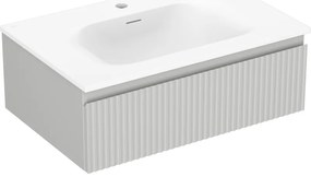 Mexen Rivel koupelnová skříňka 70 cm s umyvadlem Vela, 1 zásuvka, drážkovaná, šedá matná/bílá matná - 91A20-07023-1-BF62-W23M01