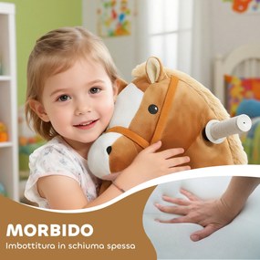 AIYAPLAY Jezdecký kůň na kolečkách pro děti, měkké potažení, napájení baterií, hudba, kola, 1,5-5 let, hnědá