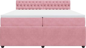 Box spring postel s matrací růžová 200x200 cm samet 3290141