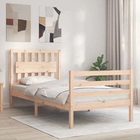 vidaXL Rám postele s čelem Single masivní dřevo [3194277] Barva: Přírodní