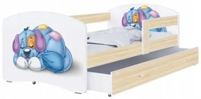 Dětská postel LUKI se šuplíkem DUB SONOMA 160x80 vzor PEJSEK
