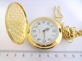 Klenoty Budín Luxusní zlacené kapesní hodinky retro BADUS 119608 s arabskými číslicemi