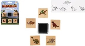 TEDDIES Dřevěná razítka Dinosauři / 5+1 ks s poduškou / 3x3 cm / od 3