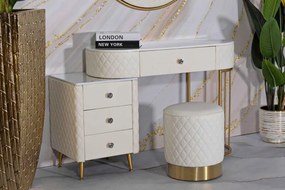 Designový toaletní stolek s taburetkou Pembroke krémový