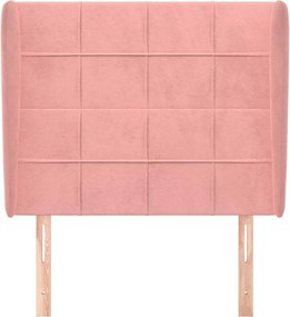 Čelo postele typu ušák růžové 83 x 23 x 118/128 cm samet 3117991