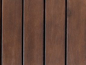 Zahradní lavice z akátového dřeva s úložným prostorem 120 cm tmavá/červený polštář SOVANA Beliani