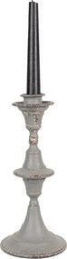 Šedý antik kovový svícen na úzkou svíčku - Ø 12*26 cm