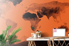 Samolepící tapeta oranžová mapa v polygonálním stylu - 225x150 cm